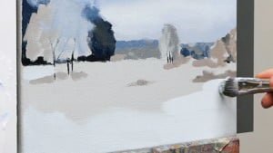 How to Paint a Simple Snowscene with Acrylics